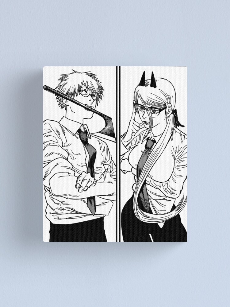 "Chainsaw Man Manga Panel Denji and Power with a Genius Idea" Canvas ...