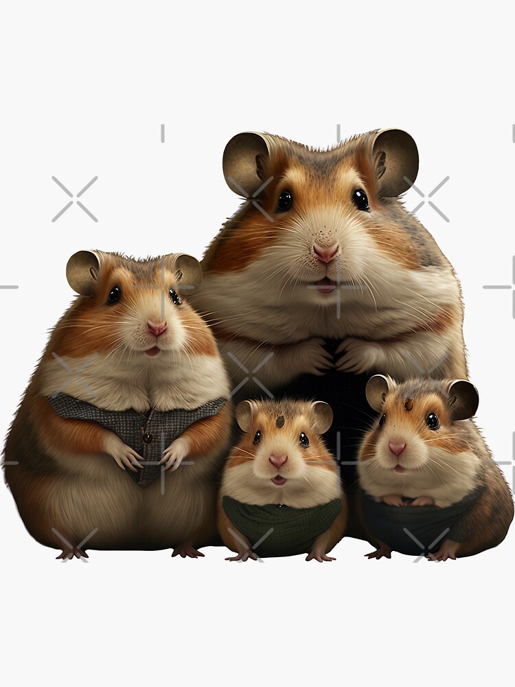 "Cute hamsters, family photo, group picture for hamster lovers" Sticker ...