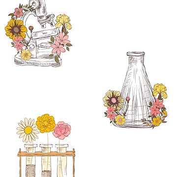 "Set of Three Scientific Laboratory Equipment Stickers Flask Microscope ...