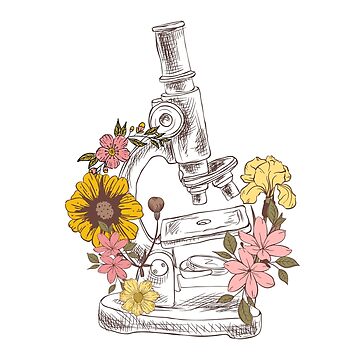 "Microscope Floral Laboratory Equipment (Orange and Pink)" Sticker for ...