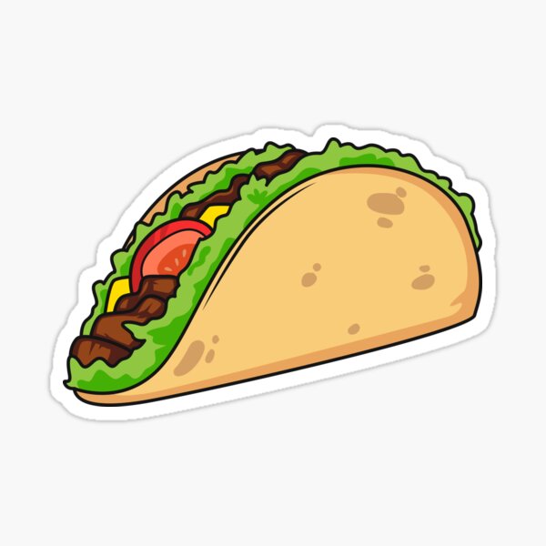 "Taco cartoon illustration" Sticker for Sale by Misscartoon | Redbubble