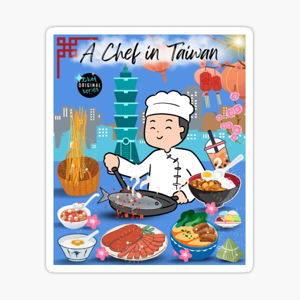 "A Chef in Taiwan" Sticker for Sale by Lop-and-Me | Redbubble