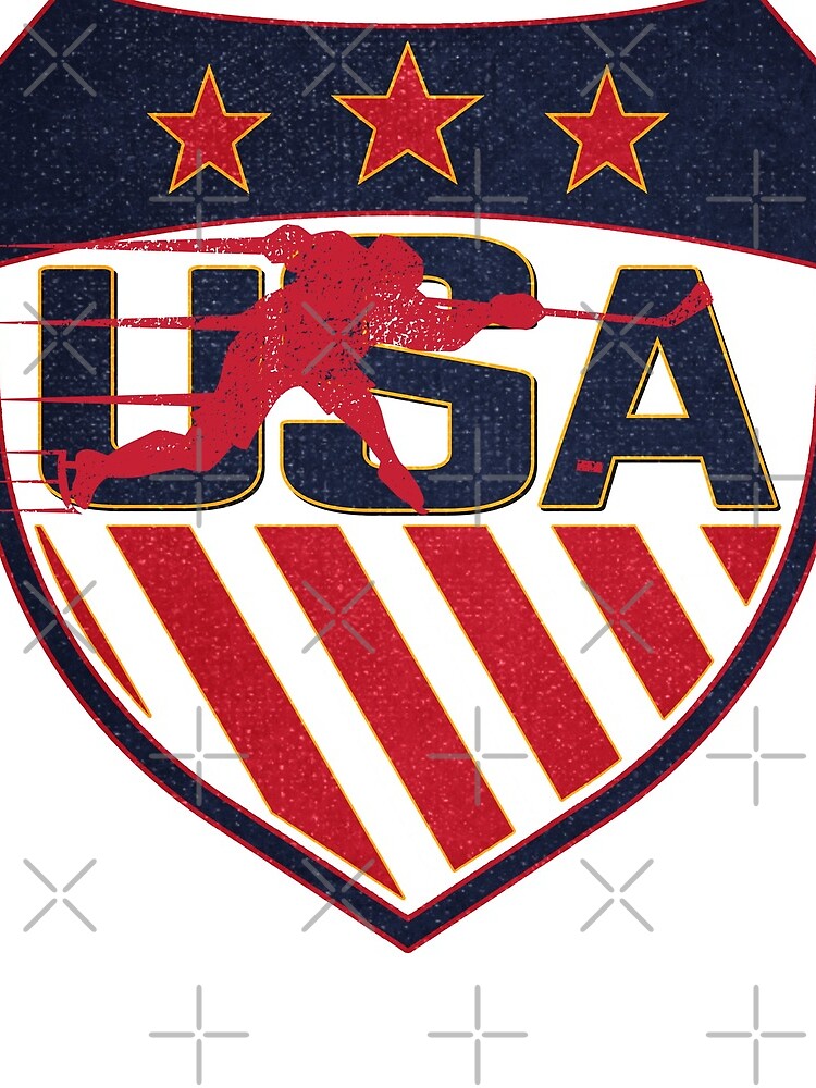 "USA Hockey Shield with Hockey player silhouette" Drawstring Bag by ...