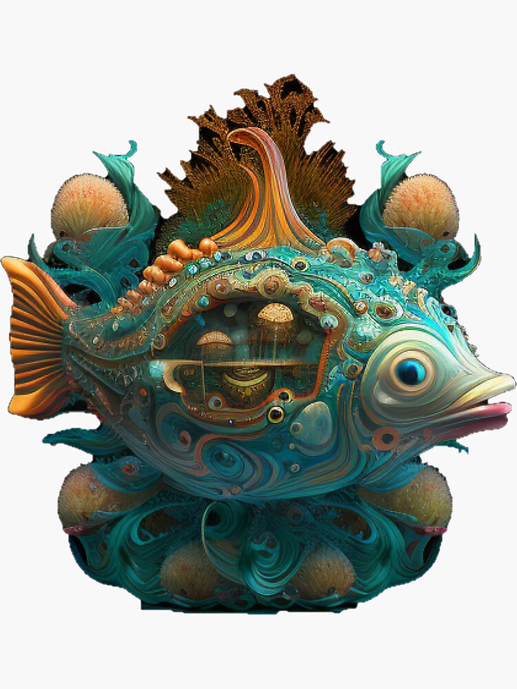 "Aqua Evolution: The Rise of the Futuristic Fish" Sticker for Sale by ...