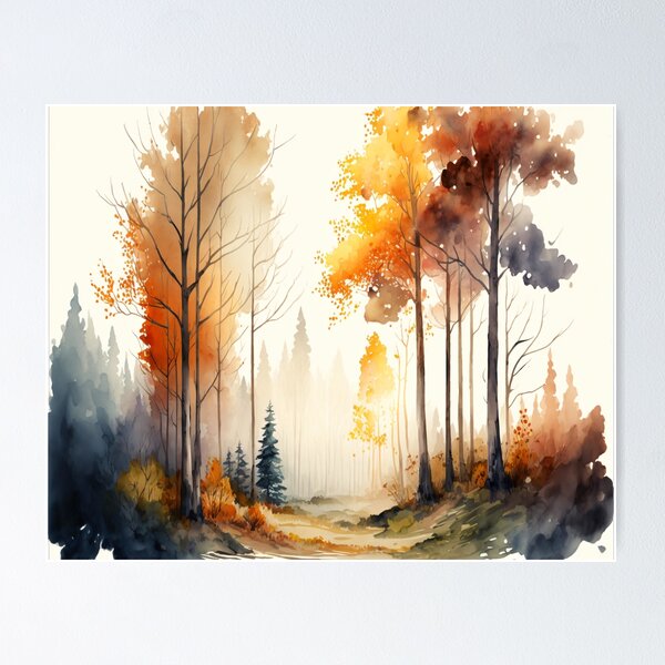 "Autumn Forest Trees Watercolor" Poster for Sale by EcoArtLab | Redbubble