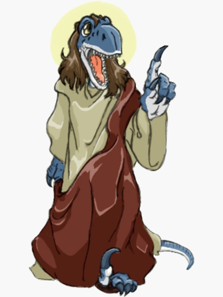 "Raptor Jesus" Sticker by lolhammer | Redbubble