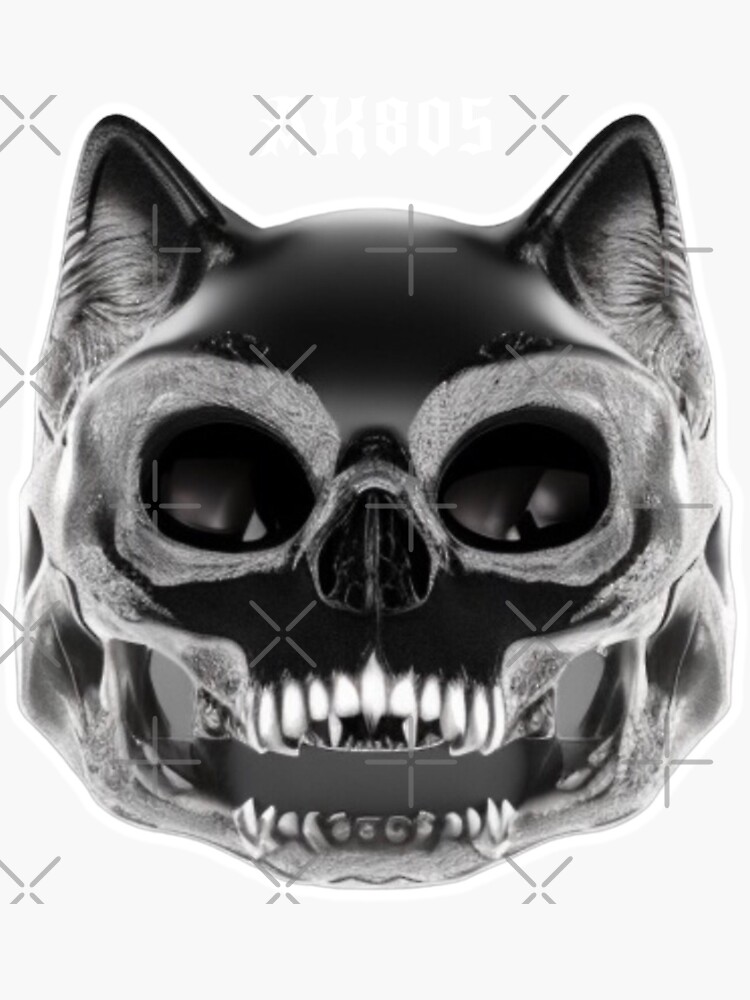 "AK805 AnarKitty805, Skull Cat, Badass, Spooky, Scary, Cat" Sticker for ...