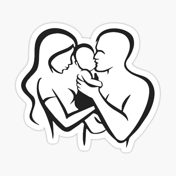"Family, parents holding child, father mother child" Sticker by ...