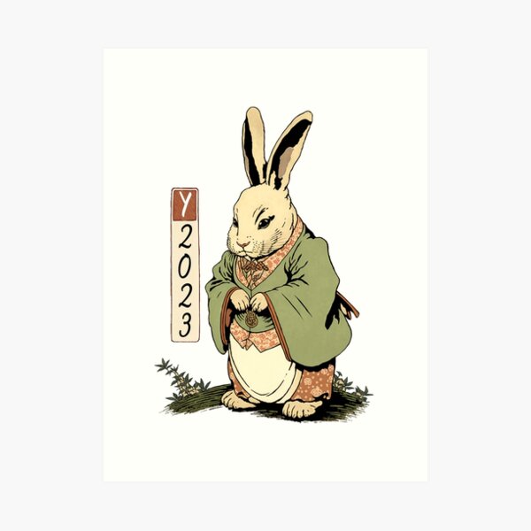"Ukiyoe Chinese Zodiac Rabbit 2023: A Traditional Japanese Woodblock ...