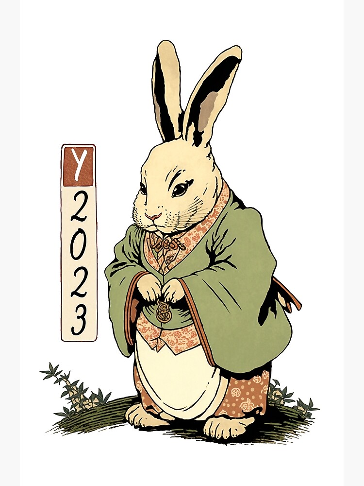 "Ukiyoe Chinese Zodiac Rabbit 2023: A Traditional Japanese Woodblock ...