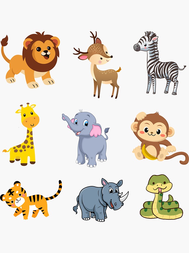 "Wild animals sticker pack" Sticker for Sale by userfromninety3 | Redbubble