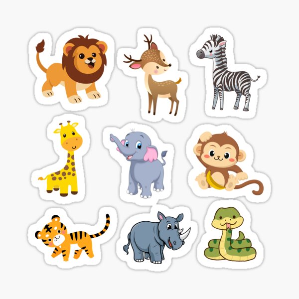 "Wild animals sticker pack" Sticker for Sale by userfromninety3 | Redbubble