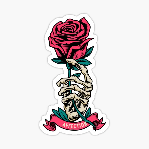"skeleton hand holding a rose" Sticker for Sale by penofgodstudio ...