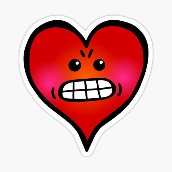 "Red Angry Love Heart Doodle" Sticker by Prawny | Redbubble