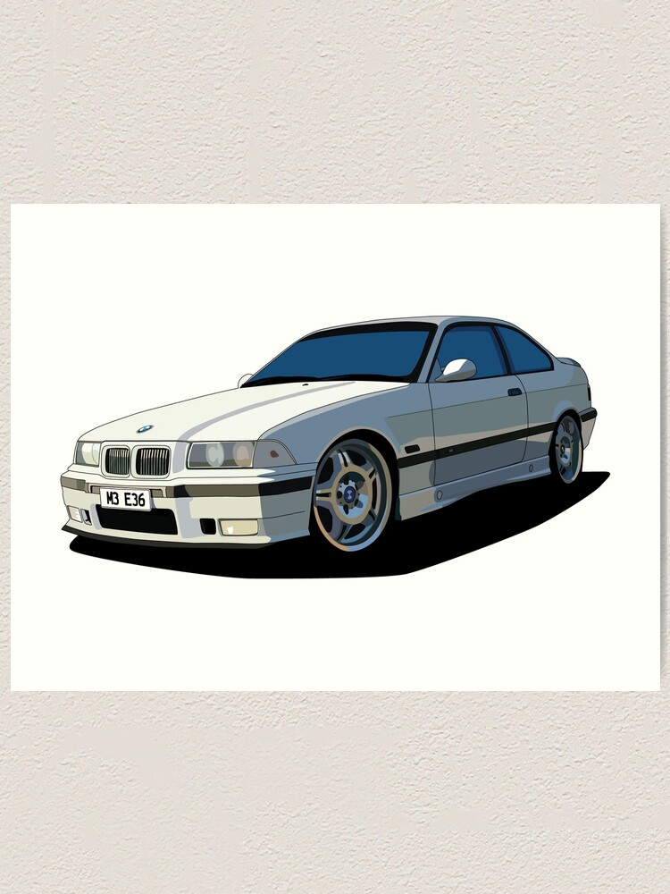 "E36 M3 Cartoon" Art Print by ToonMyRide | Redbubble