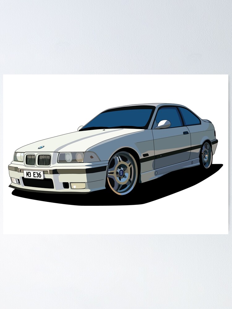 "E36 M3 Cartoon" Poster von ToonMyRide | Redbubble