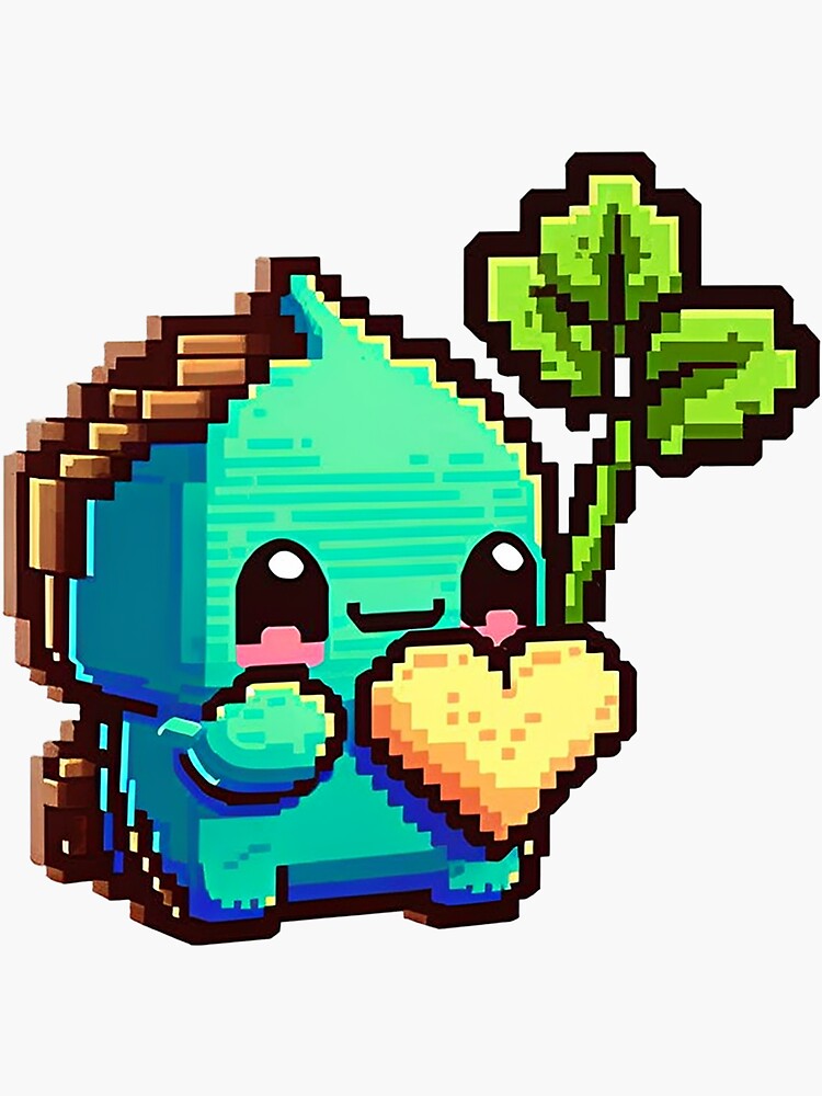 "8-bit turtle with heart and leaf" Sticker for Sale by retroFlow ...