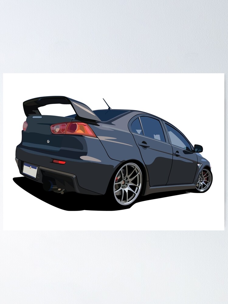 "Evo X Cartoon" Poster for Sale by ToonMyRide | Redbubble