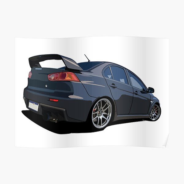 "Evo X Cartoon" Poster for Sale by ToonMyRide | Redbubble