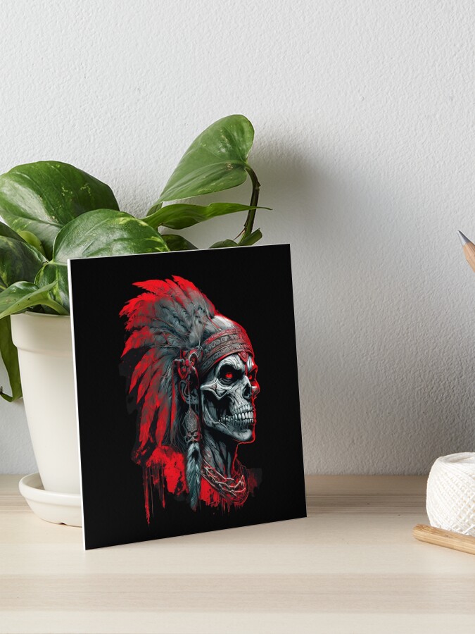 "Native American Apache Indian Skull Red Warrior Chief Apache with red ...