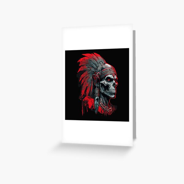 "Native American Apache Indian Skull Red Warrior Chief Apache with red ...