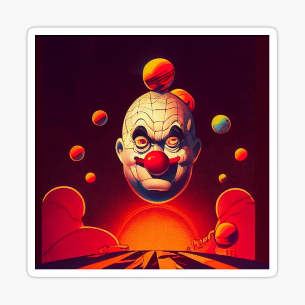 "Robot Clown Head, in Space!" Sticker for Sale by AiDungeon | Redbubble