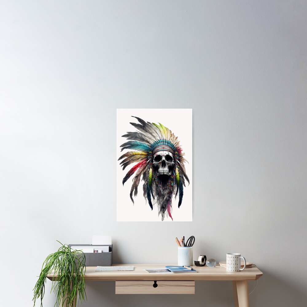 "Native American Apache Indian Skull Red Warrior Chief Apache Head ...