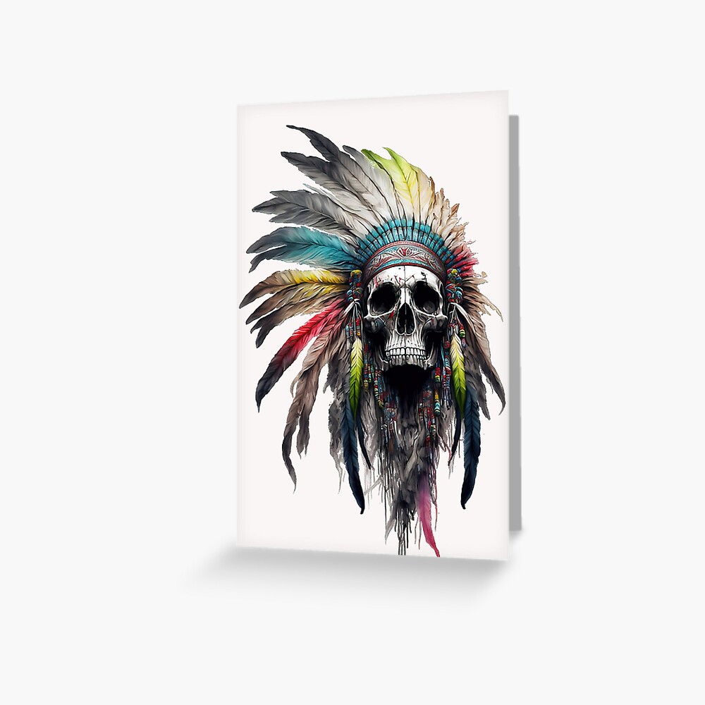 "Native American Apache Indian Skull Red Warrior Chief Apache Head ...