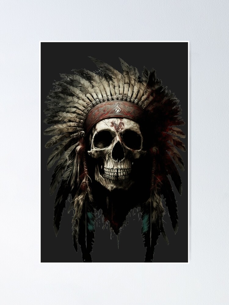 "Native American Apache Indian Skull Red Warrior Chief Apache Head ...