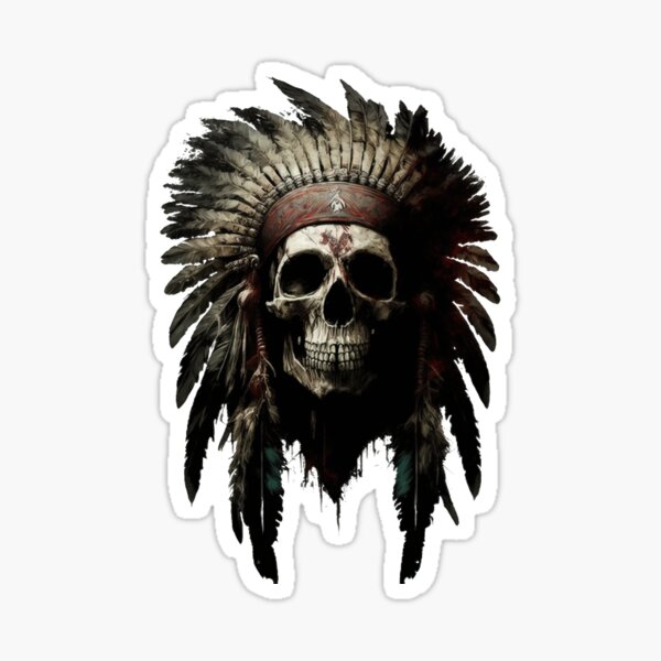 "Native American Apache Indian Skull Red Warrior Chief Apache Head ...