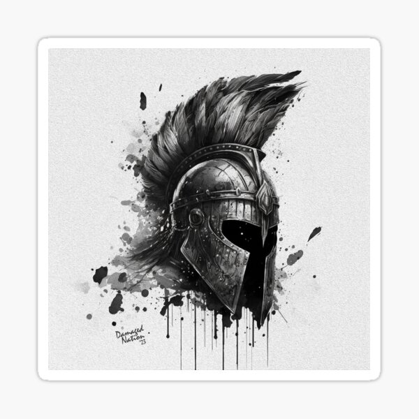 "Spartan Gladiator Helmet" Sticker for Sale by DamagedNation | Redbubble