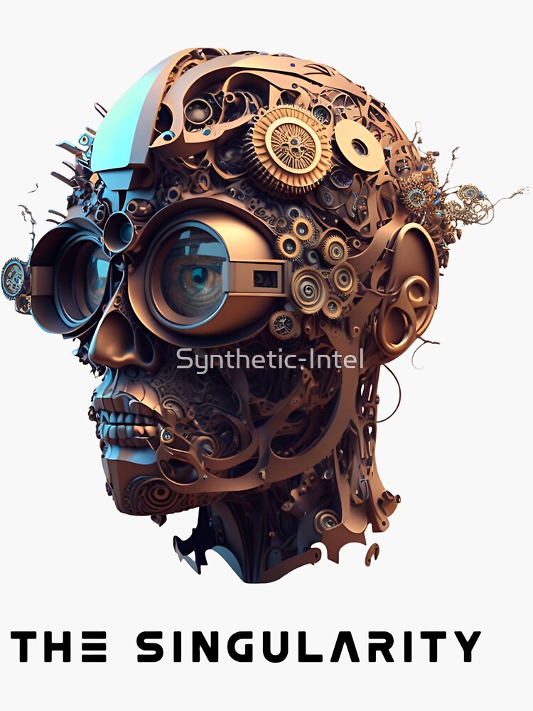"The Singularity Artificial Intelligence Cyborg Head - Sven" Sticker ...