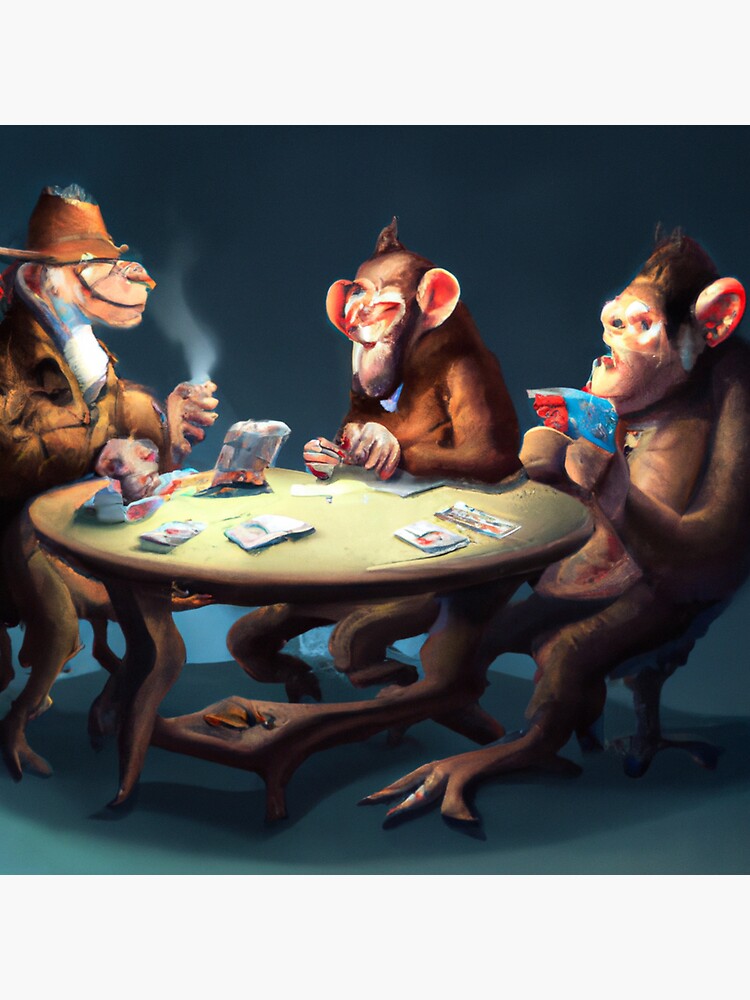 "Monkeys playing poker" Sticker for Sale by CelebrityLab | Redbubble