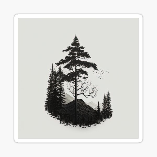 "Minimalistic Drawing of Nature" Sticker for Sale by SanexDesign ...