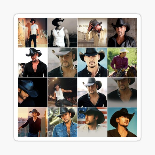 "Tim McGraw American Country Singer Square Photo Collage" Sticker for ...