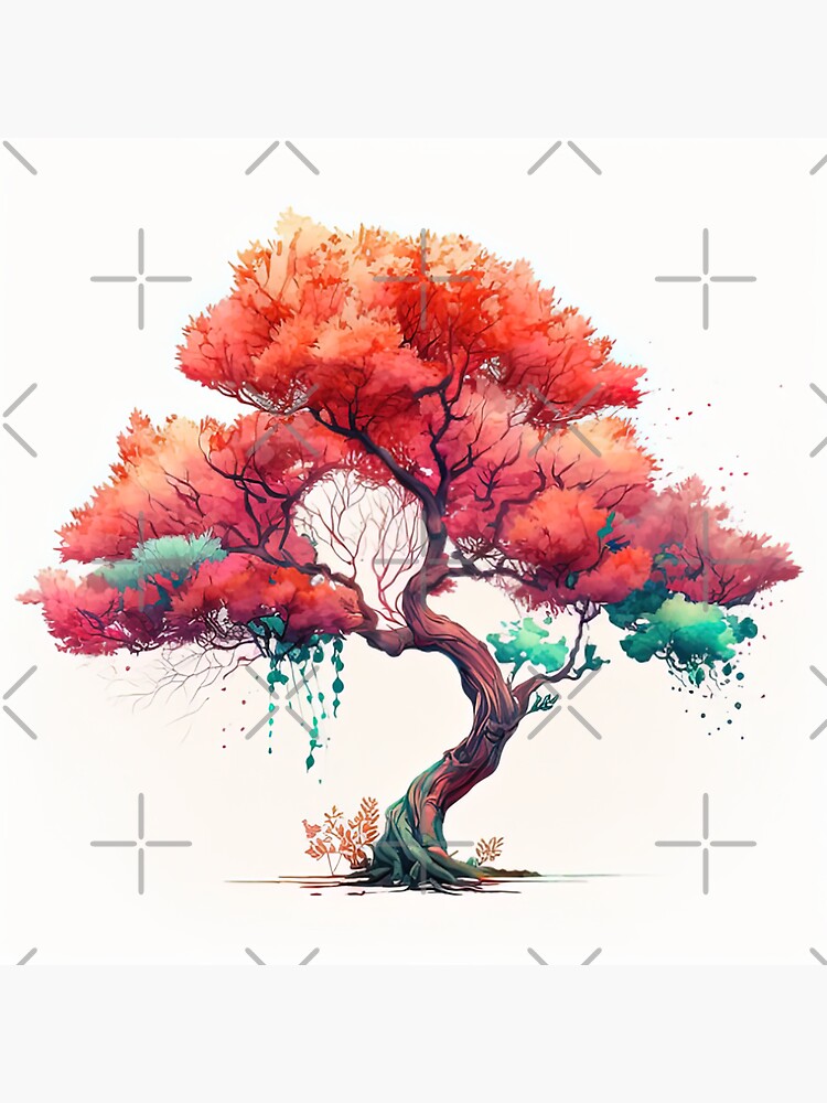 "Watercolor Art of a colorfull Japanese Red Tree" Sticker for Sale by ...