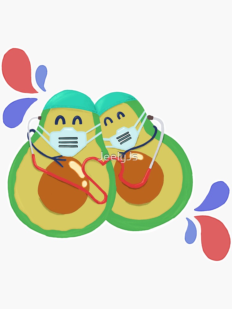 "cute avocados with heart shaped stethoscope" Sticker for Sale by ...