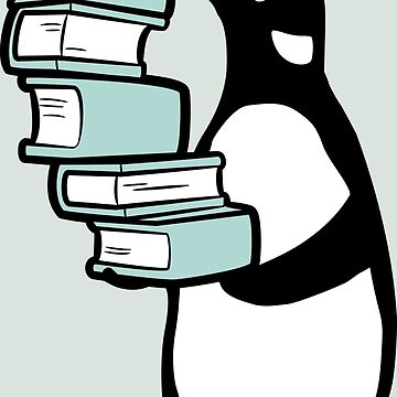 "Penguin holding pile of books" Sticker for Sale by indiebookster ...