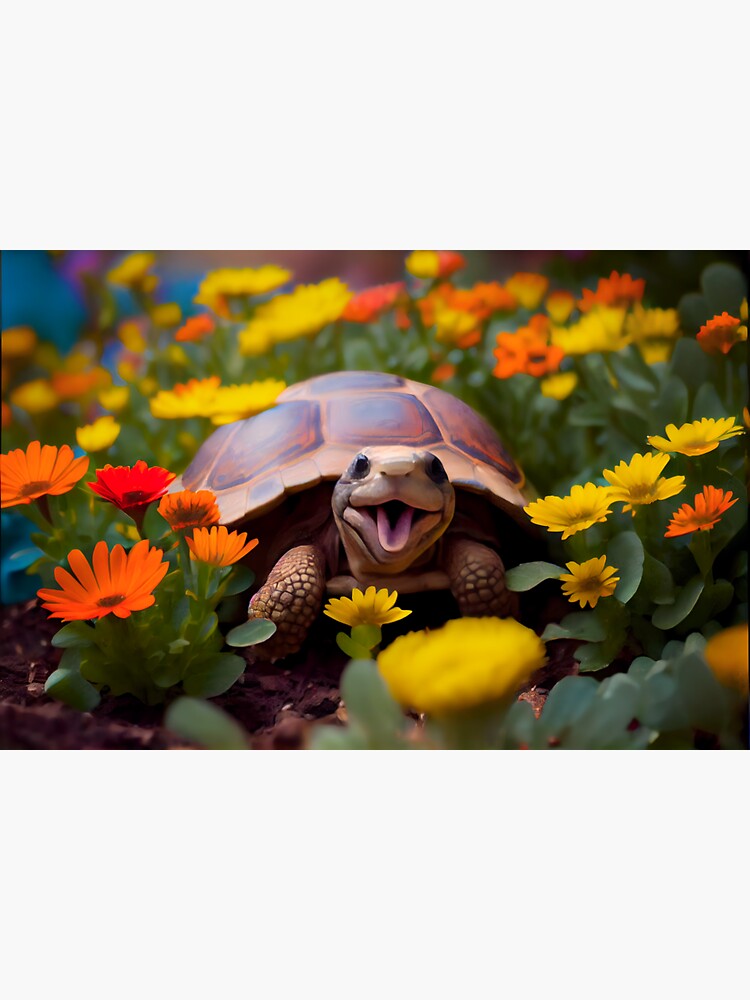 "Happy Tortoise 3" Sticker for Sale by AiBroughtToLife | Redbubble