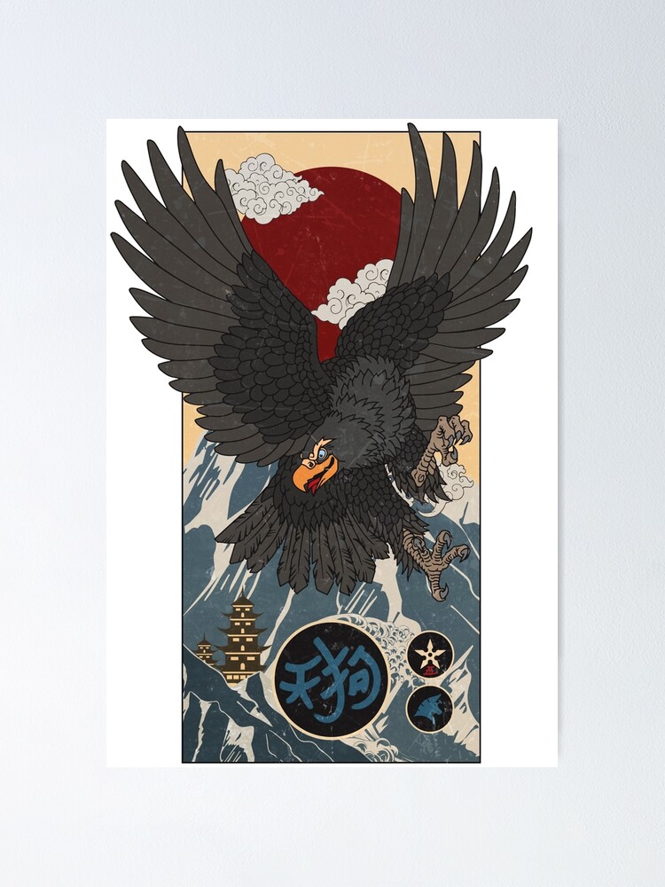 "Tengu Eagle Bird Spirit Japanese Traditional Style" Poster for Sale by ...