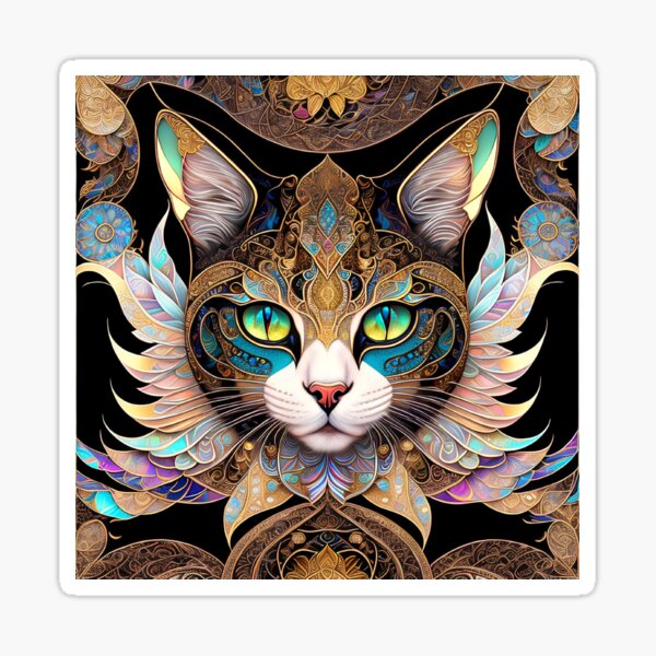 "Decorative cat design" Sticker for Sale by mintygreenart | Redbubble