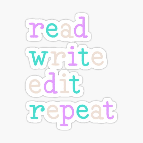 "read write edit repeat (gel pen)" Sticker for Sale by DesignsByAND ...