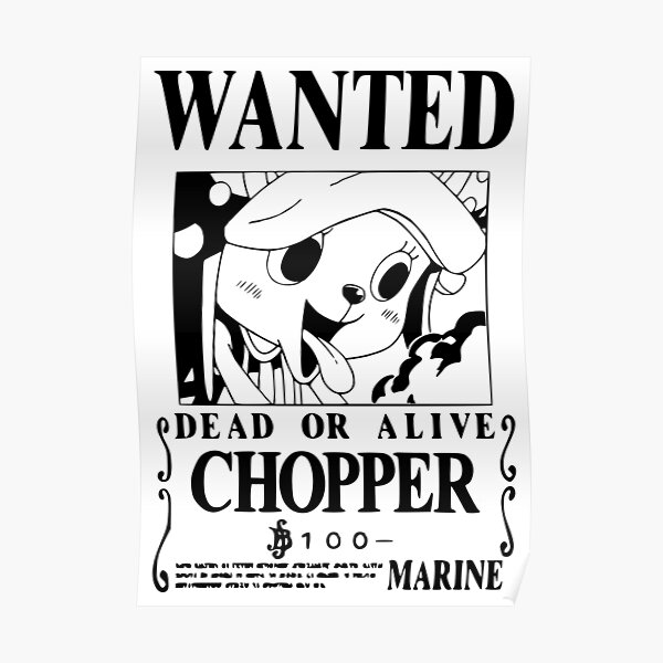 "Chopper Wanted Poster - Black Vector - No Background" Poster for Sale ...