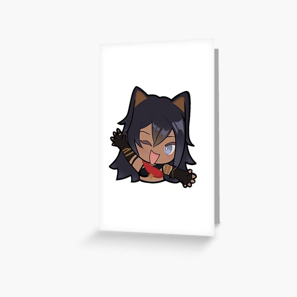 Carte de vœux « Chibi Dehya Cute Wave - Oreilles de chat Genshin Impact ...