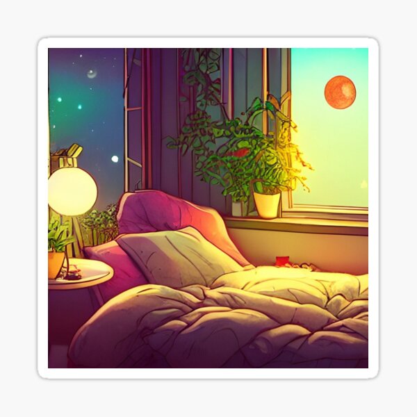 "LoFi moonligth" Sticker for Sale by diogomorgadoo | Redbubble