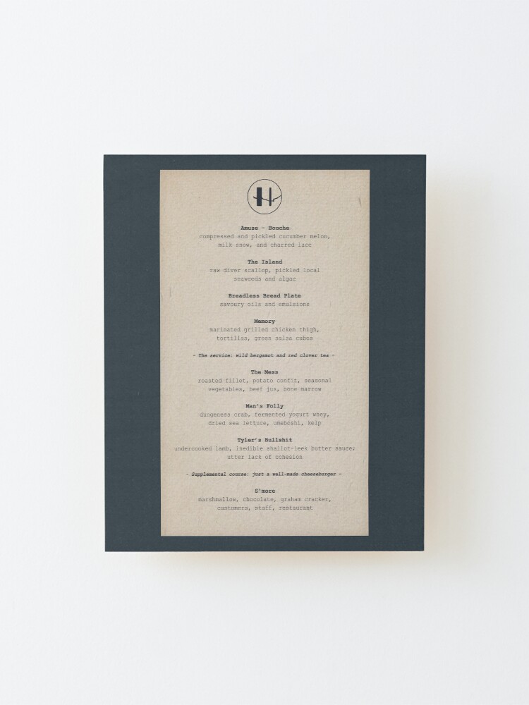 "Hawthorne Menu - The Menu 2022" Mounted Print for Sale by wormfarm ...