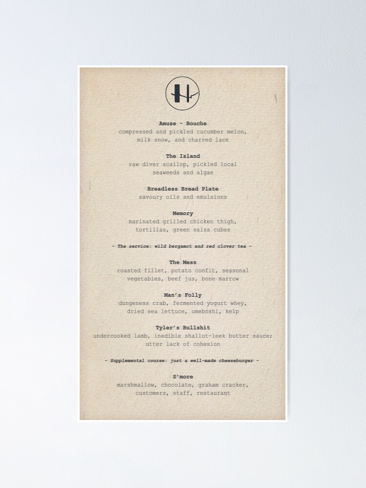 "Hawthorne Menu - The Menu 2022" Poster for Sale by wormfarm | Redbubble