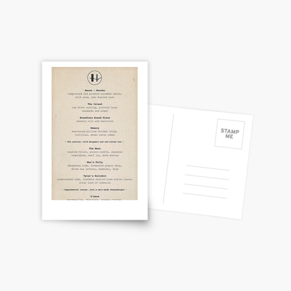 "Hawthorne Menu - The Menu 2022" Postcard for Sale by wormfarm | Redbubble