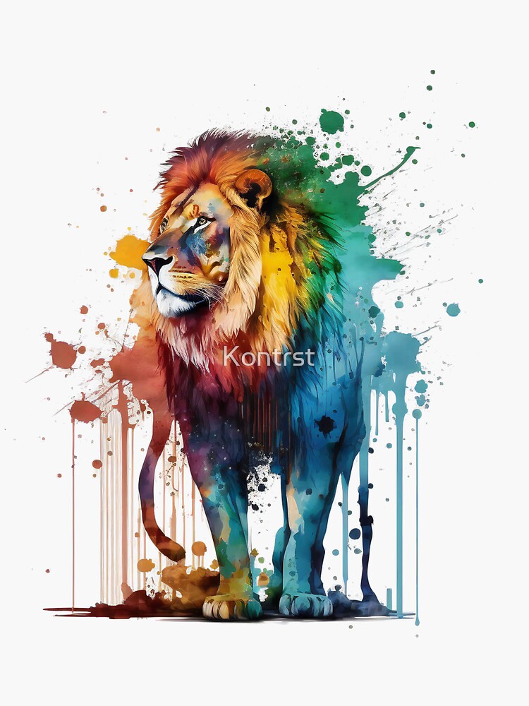 "The Majestic Lion - Dripping Ink Art " Sticker for Sale by Kontrst ...