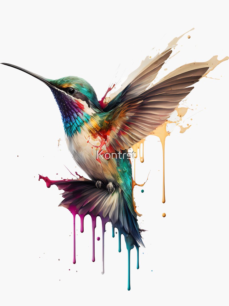 "The Majestic Humming Bird - Dripping Ink Art " Sticker for Sale by ...